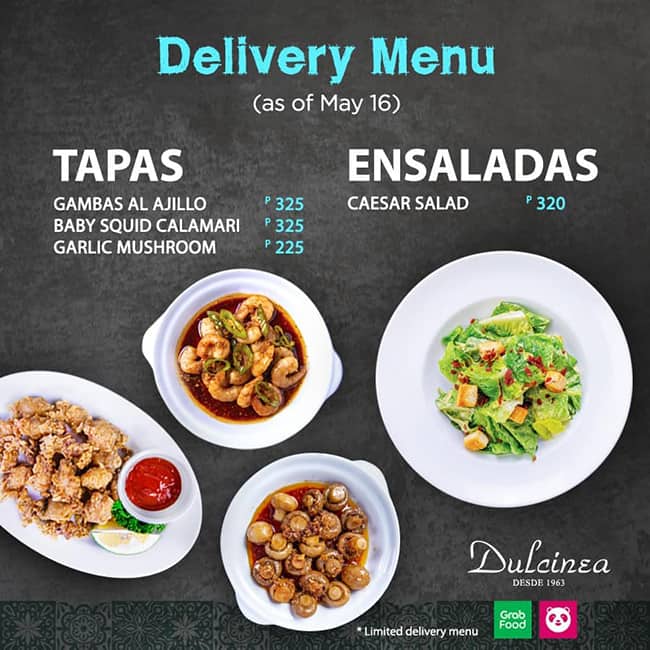 Menu at Dulcinea restaurant, Pasig, SM Megamall