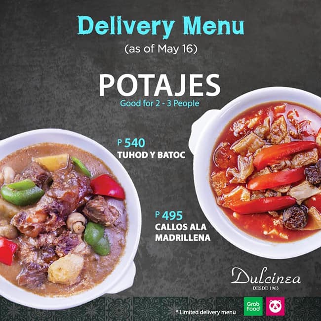 Menu at Dulcinea restaurant, Pasig, SM Megamall