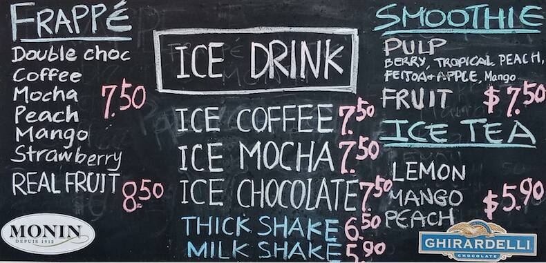 Menu at Brickworks Cafe, Auckland