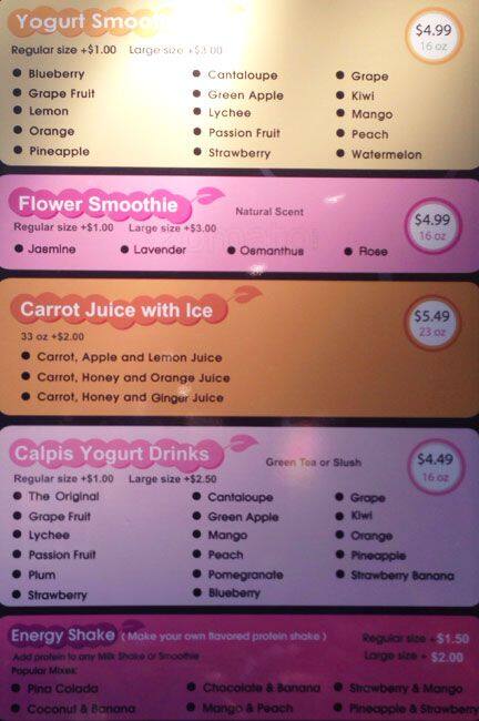 Menu at Campus Bubble Tea restaurant, Toronto, York University