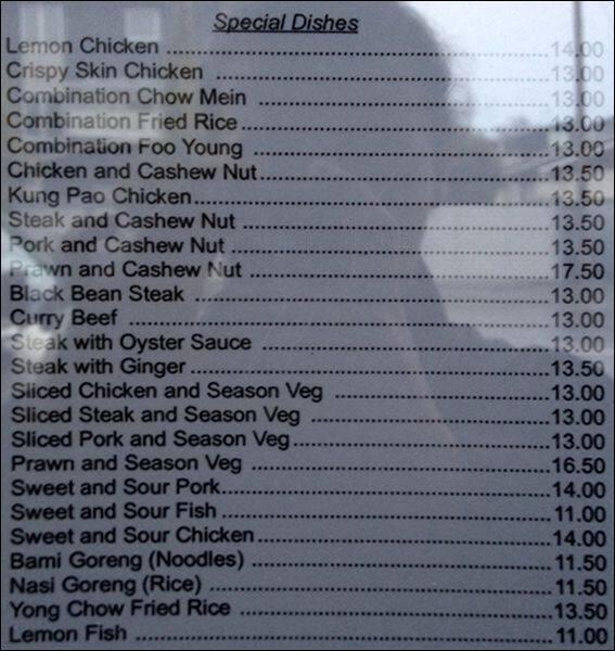 Menu at Sun Ning Takeaways fast food, Christchurch