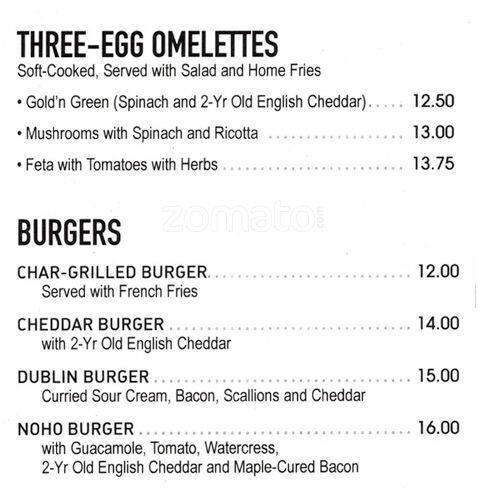 Menu at Noho Star restaurant, New York City