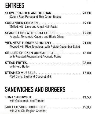 Menu at Noho Star restaurant, New York City