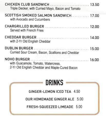 Menu at Noho Star restaurant, New York City