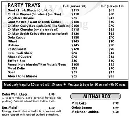 Menu at Himalaya Restaurant, Houston