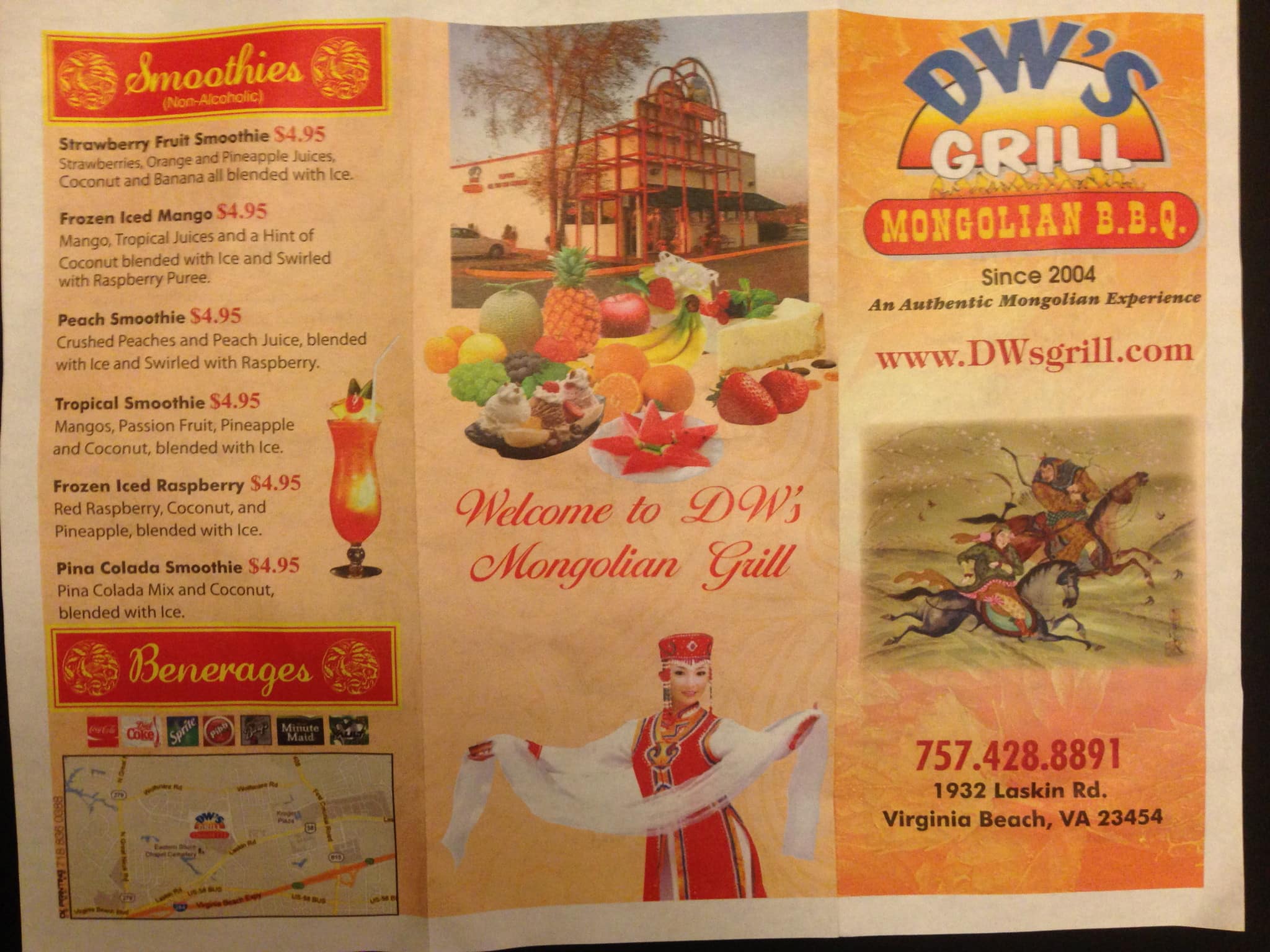 Menu at Dw's Grill restaurant, Virginia Beach