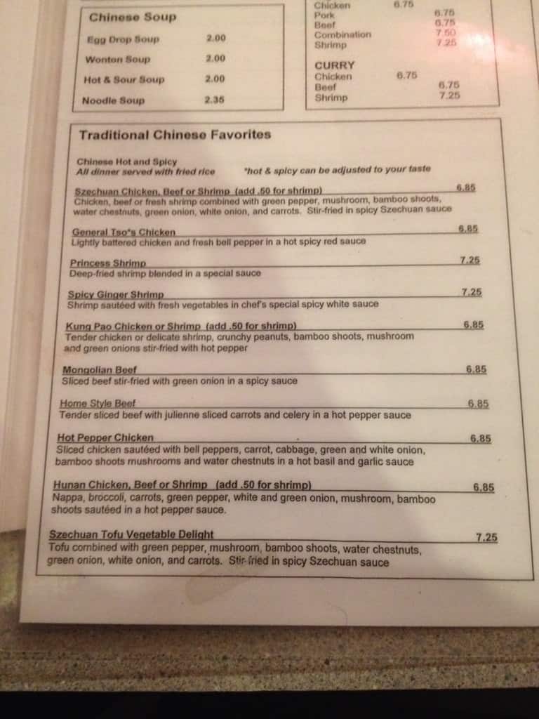 Menu at Sizzling Wok restaurant, Indianapolis, Lafayette Rd