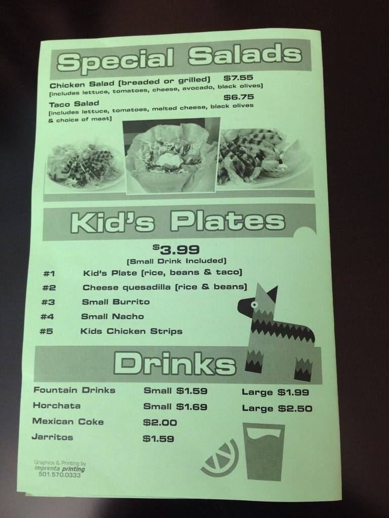 Menu at Taqueria Queretaro restaurant, Bryant, Main St