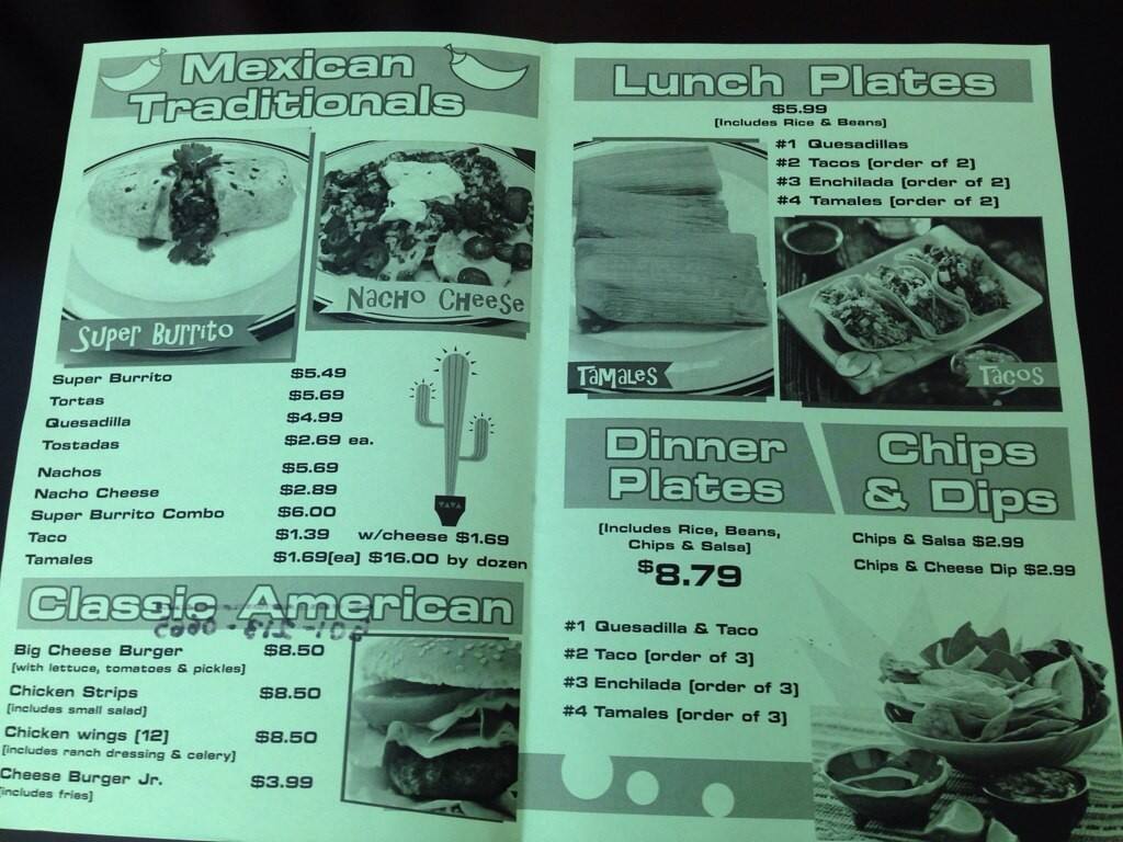 Menu at Taqueria Queretaro restaurant, Bryant, Main St