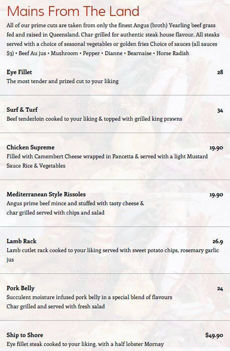 Menu at Aqua Front Restaurant, Labrador