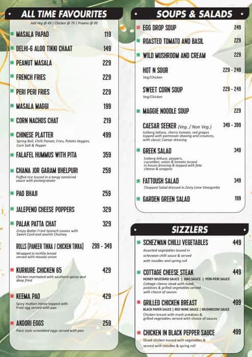 Menu of Catalyst Gastrobar, Sector 16, Faridabad