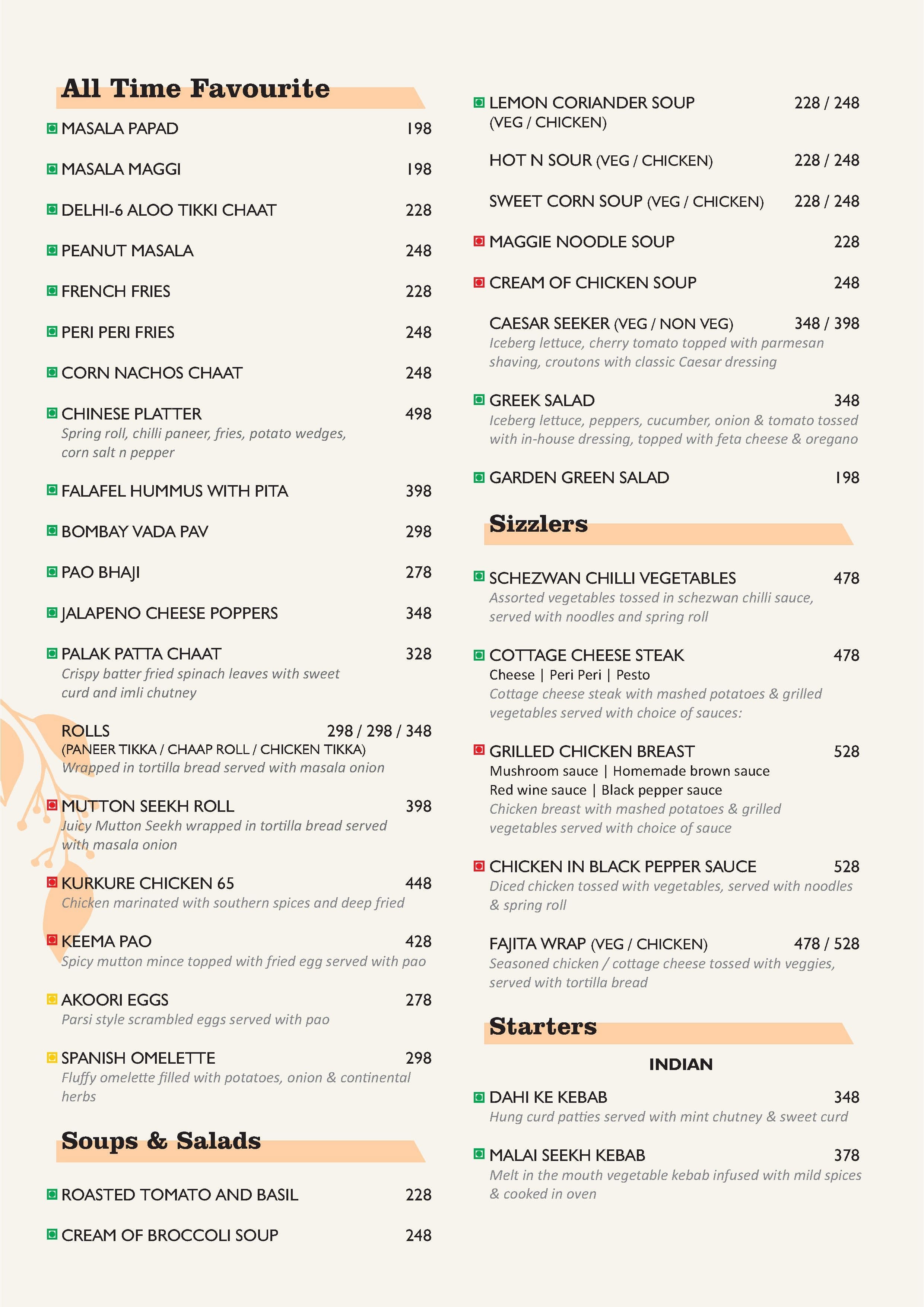 Menu of Catalyst Gastrobar, Sector 16, Faridabad