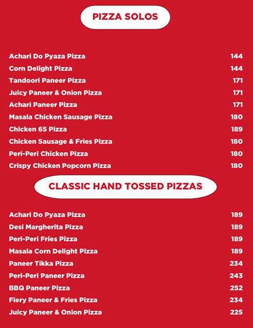 Menu at Super Slice, Hyderabad