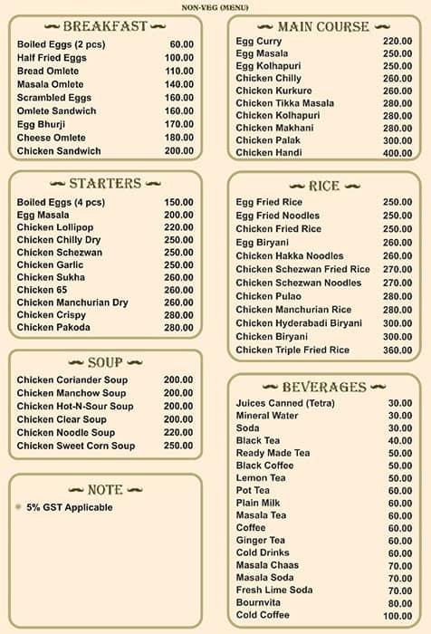 Menu at Regency Restaurant, Lonavala