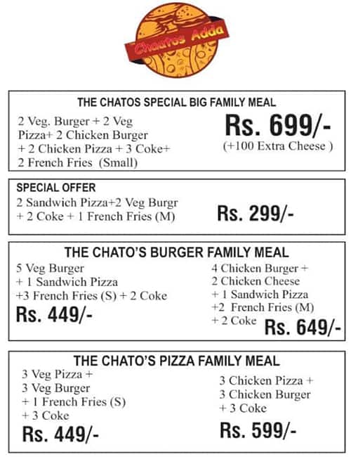 Menu of The Chaatos Adda, Nalasopara, Mumbai