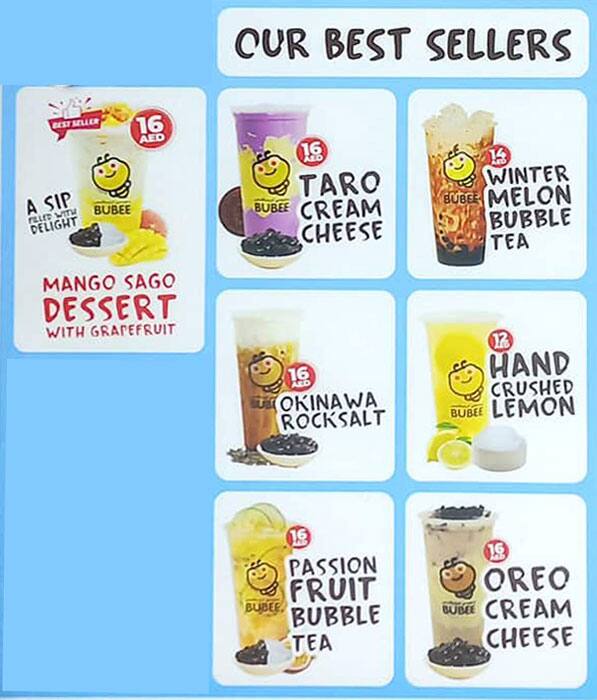 Menu of Bubee Drinks Cafe, Al Nahda, Sharjah