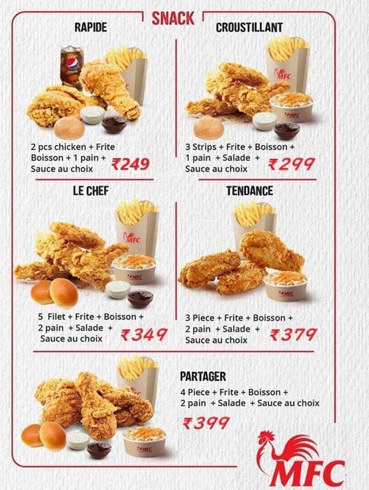 Menu of MFC Fried Chicken, Electronic City, Bangalore