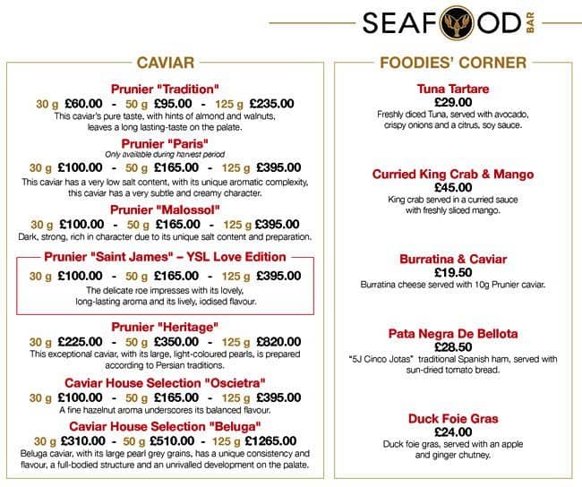 Carta del restaurante Studio Frantzén London, Londres