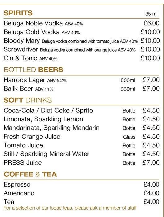 Carta del restaurante Studio Frantzén London, Londres