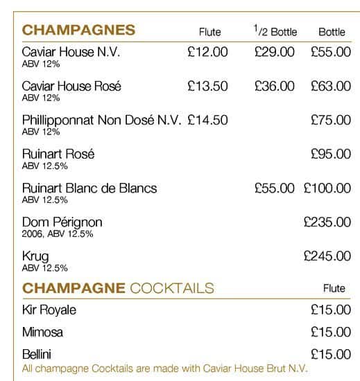 Carta del restaurante Studio Frantzén London, Londres