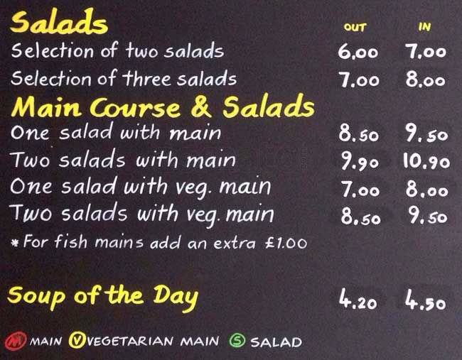 Menu at Seymour Store cafe, London