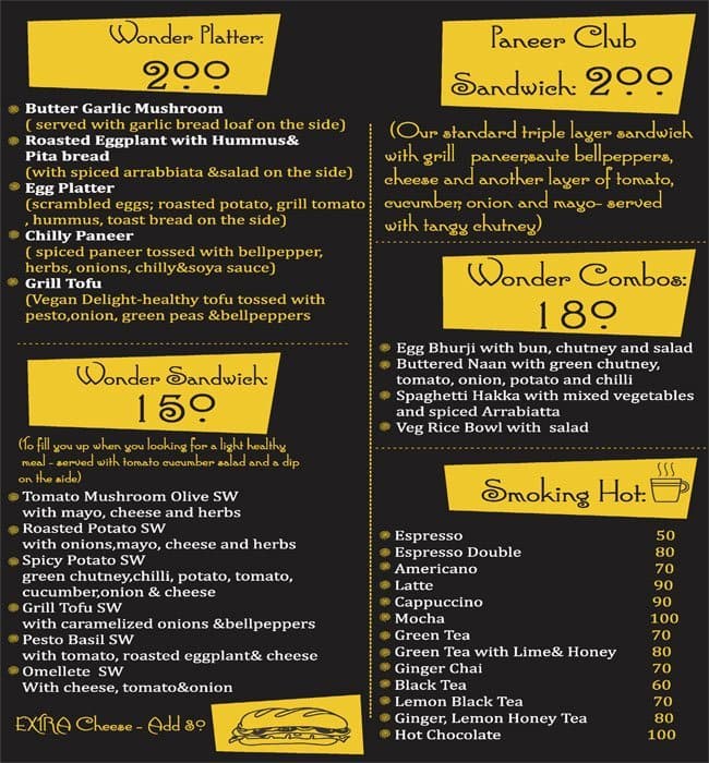 Menu at Small Wonder Cafe, Pune, Shop 1