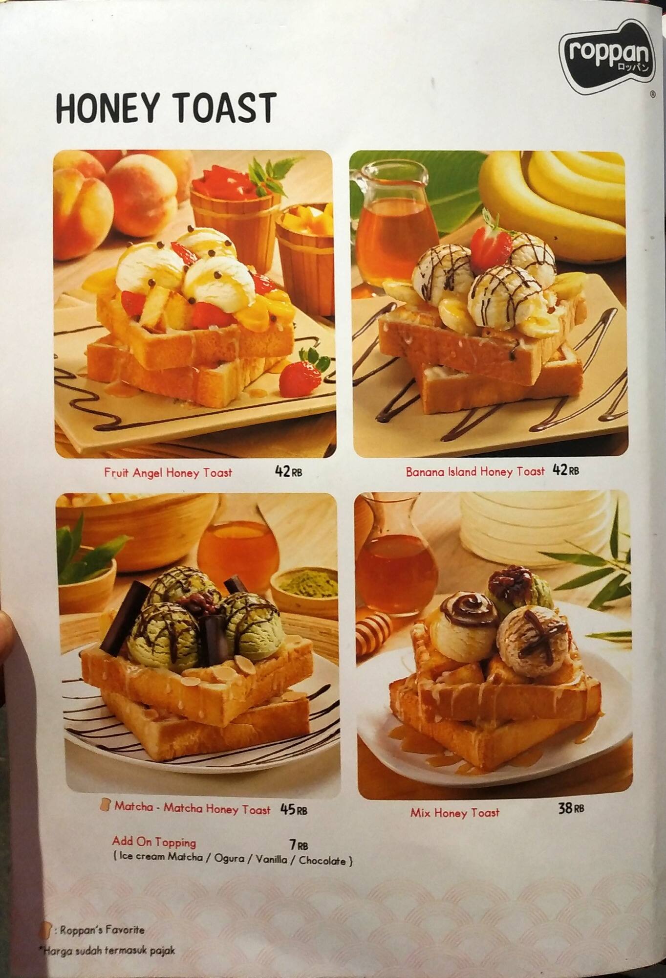 Menu at Roppan cafe, South Jakarta, Jl. Casablanca No.88