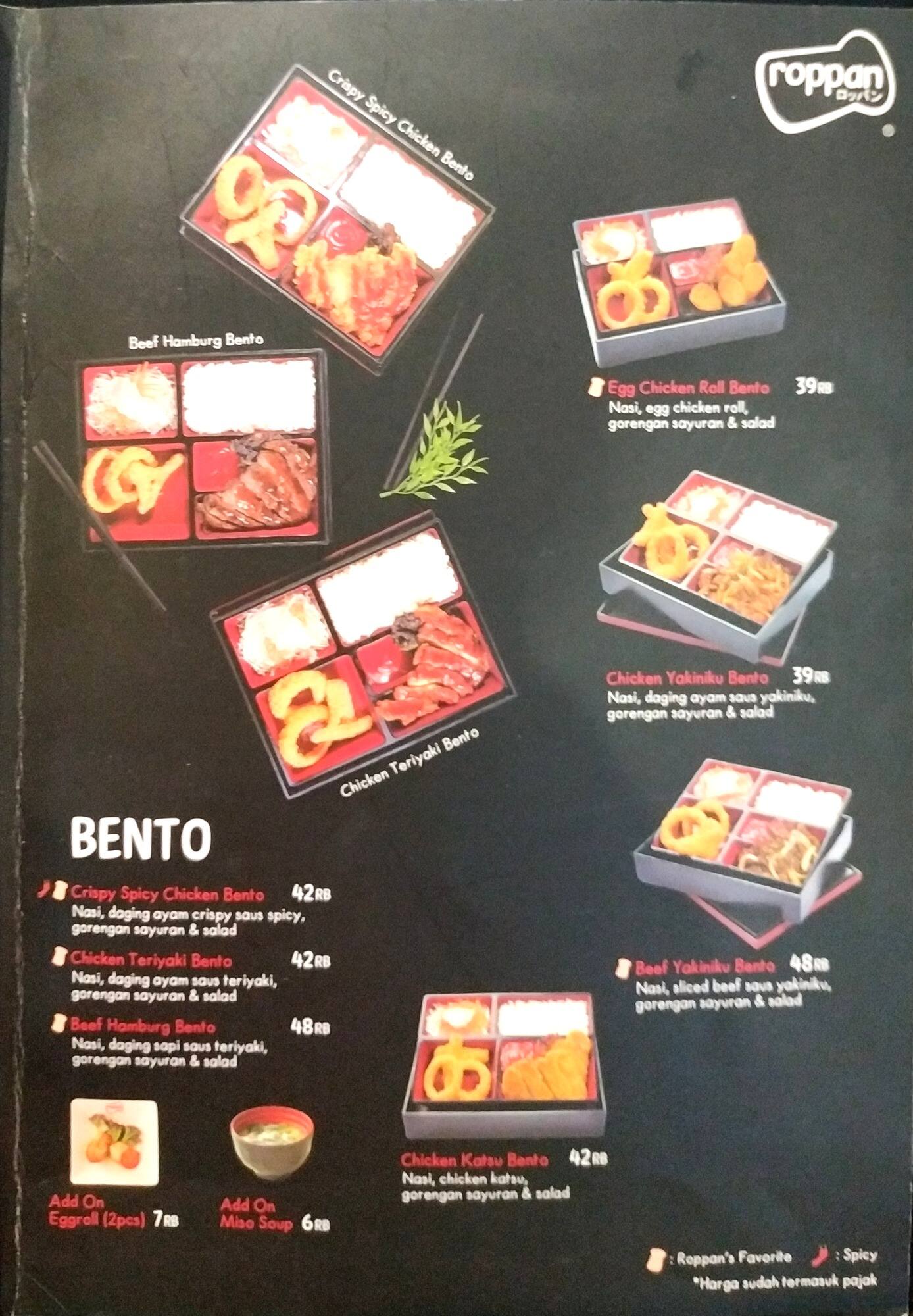 Menu at Roppan cafe, South Jakarta, Jl. Casablanca No.88