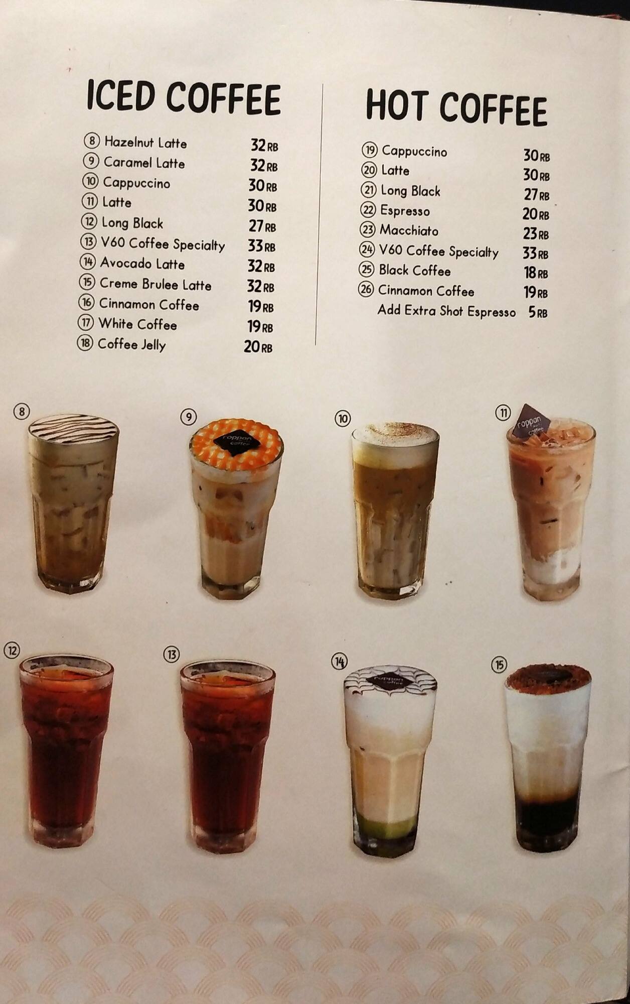 Menu at Roppan cafe, South Jakarta, Jl. Casablanca No.88