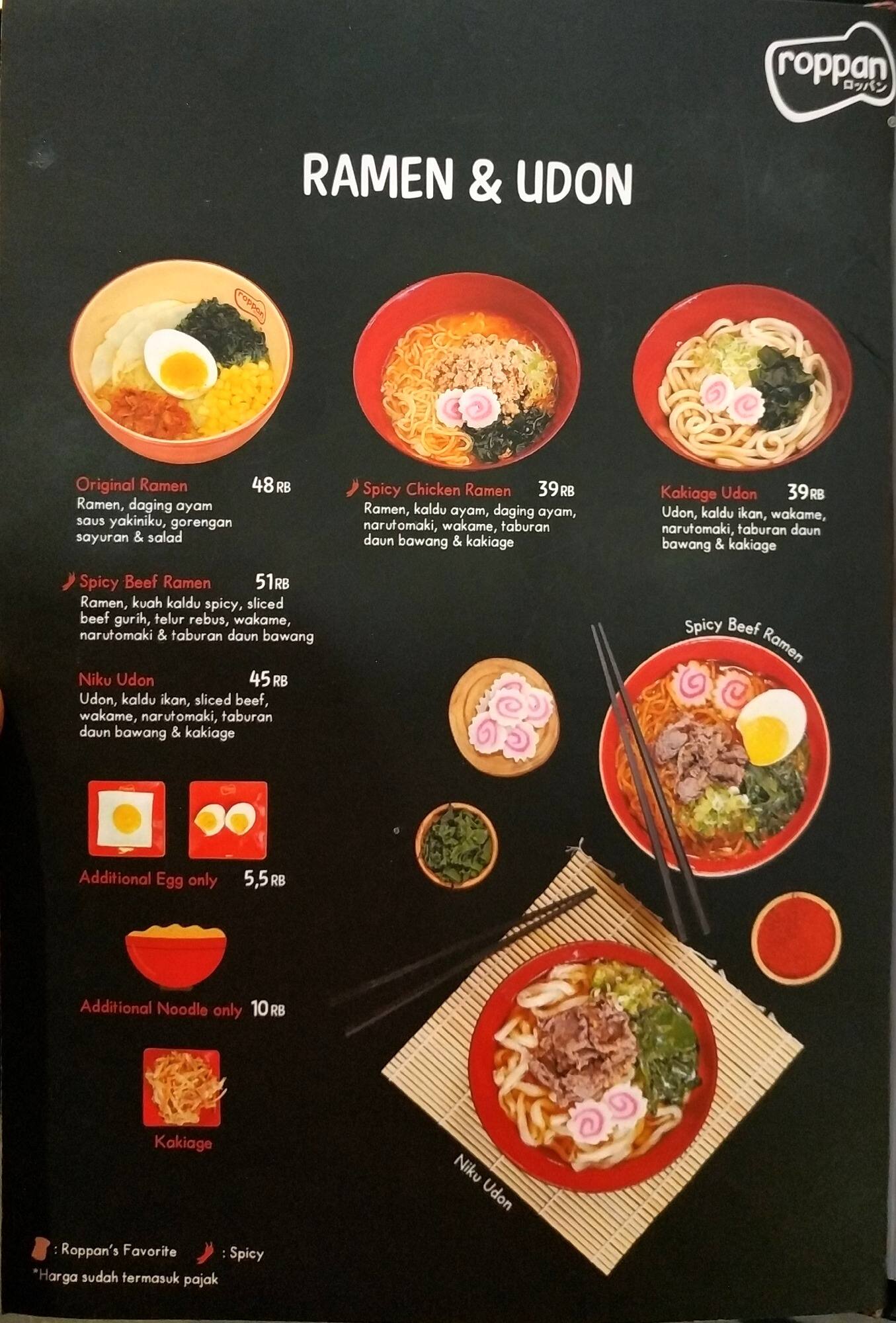 Menu at Roppan cafe, South Jakarta, Jl. Casablanca No.88