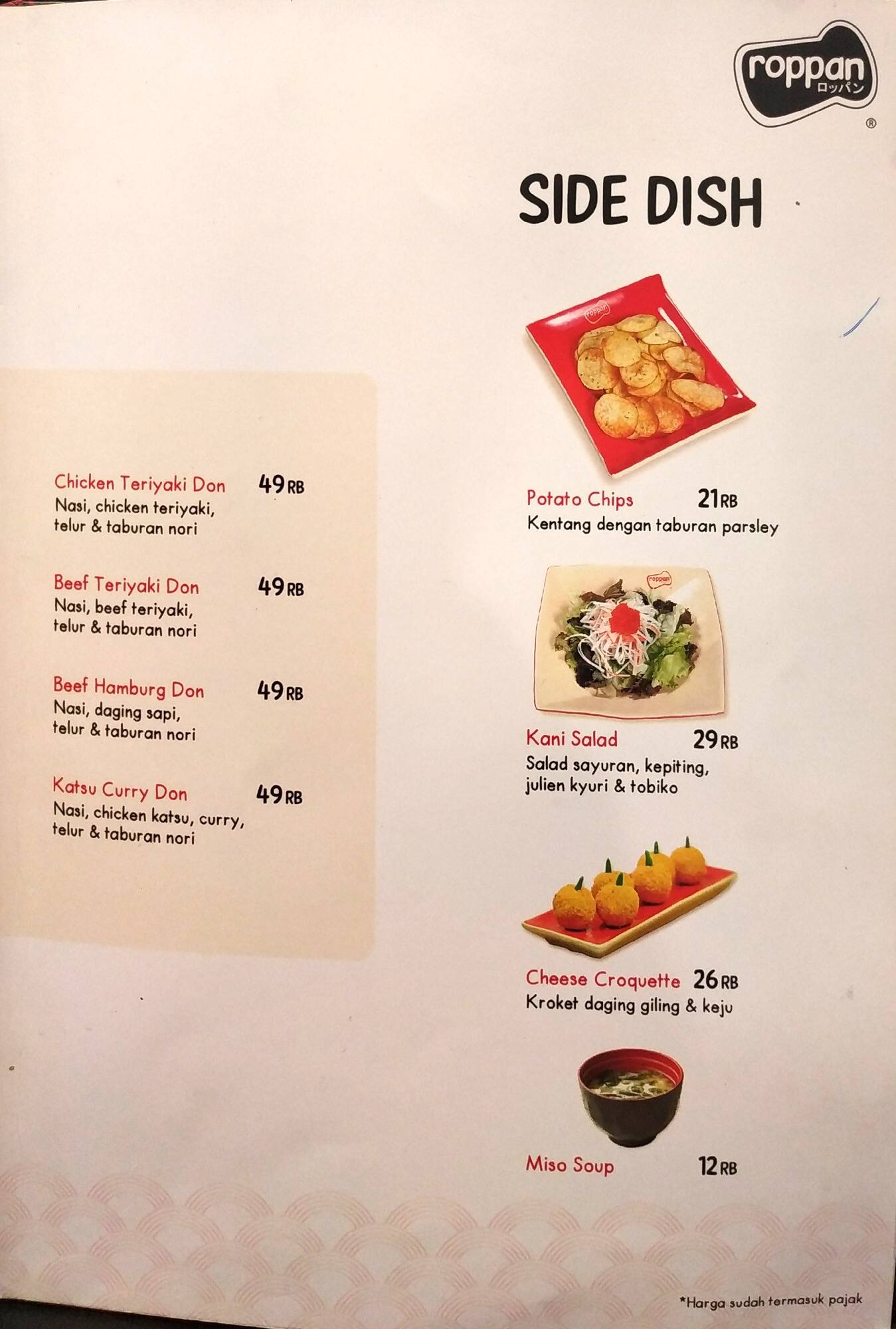 Menu at Roppan cafe, South Jakarta, Jl. Casablanca No.88