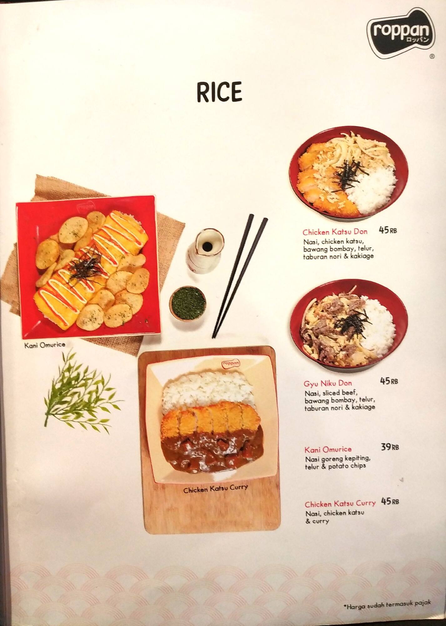 Menu at Roppan cafe, South Jakarta, Jl. Casablanca No.88