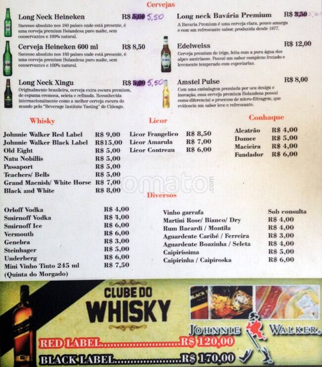 Menu at Colon pub & bar, Salvador, R. Conselheiro Saraíva