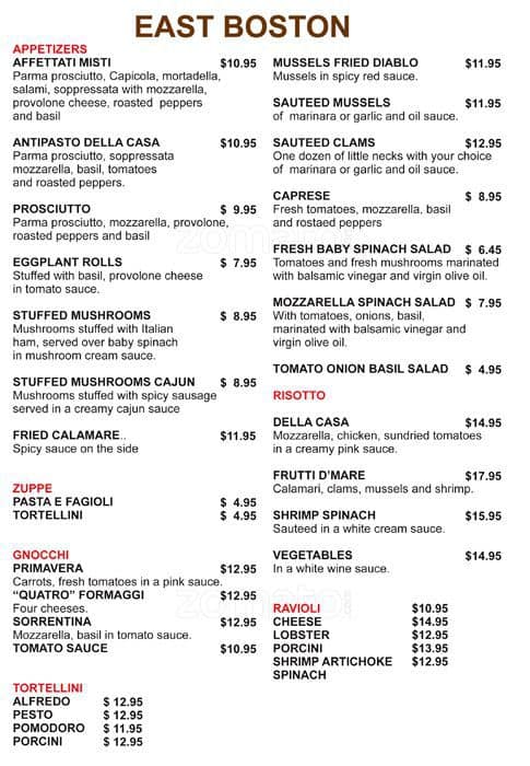 D'Parma Restaurant Menu, Menu for D'Parma Restaurant, East Boston ...