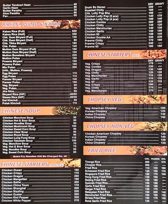 Menu at New Cafe Marol, Mumbai, B/7