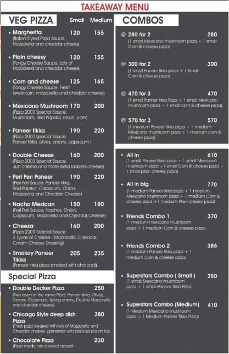 Menu at Pizza 2000, Surat