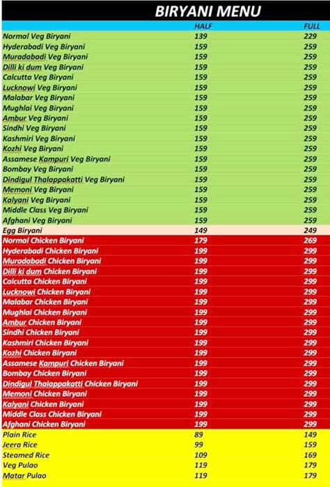 Menu at Nasir Aalam Biryani Point, Gurugram