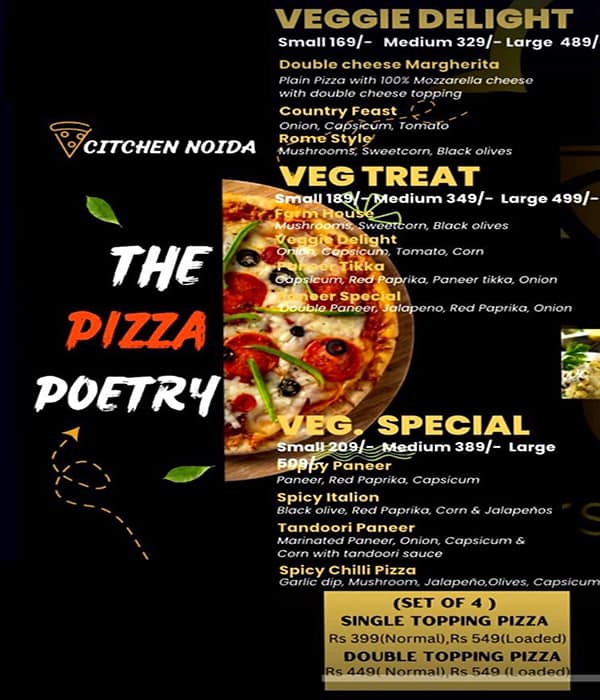 Menu of Citchen - The Pizza Poetry, Sector 52, Noida