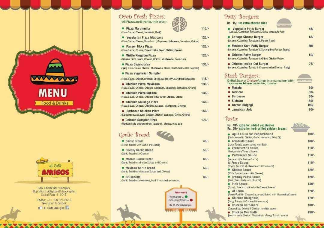 Menu of EL Cafe Amigos, Baner, Pune
