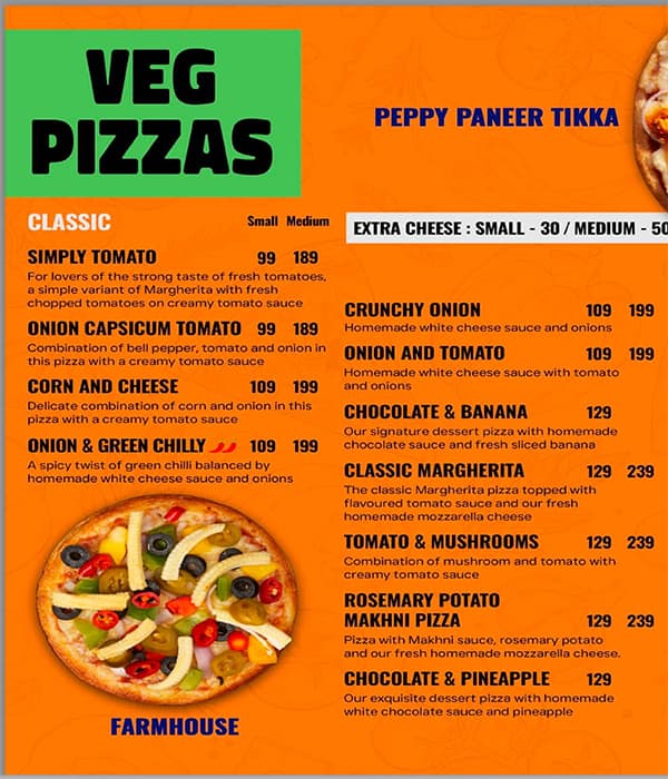 Menu of Onesta, Koramangala 4th Block, Bangalore