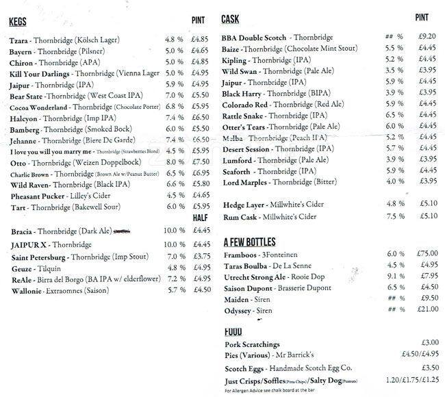 Menu at The Craft Beer Co. St Mary Axe pub & bar, London, 29-31 Mitre St
