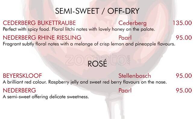 Menu at Mesopotamia restaurant, Cape Town, 36 Burg St