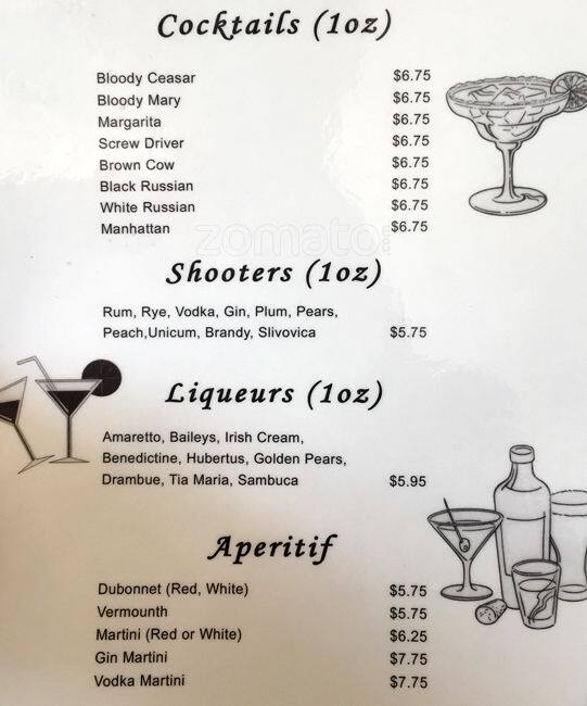 Menu at Europe Bar And Restaurant, Toronto