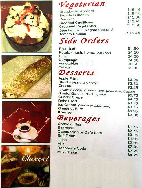 Menu at Europe Bar And Restaurant, Toronto