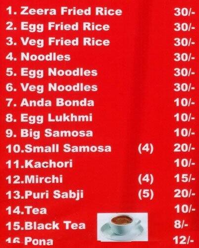 Menu at Pasha Tea Point, Hyderabad, Bibi Ka Chsma Road