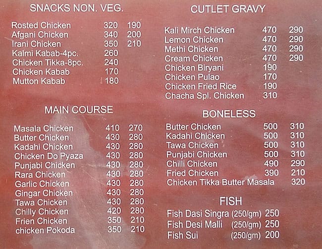 Menu at Chacha Chicken Veg & Nonveg, Sahibzada Ajit Singh Nagar, Booth ...