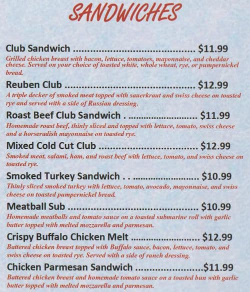 Menu at Capital Diner restaurant, Ottawa