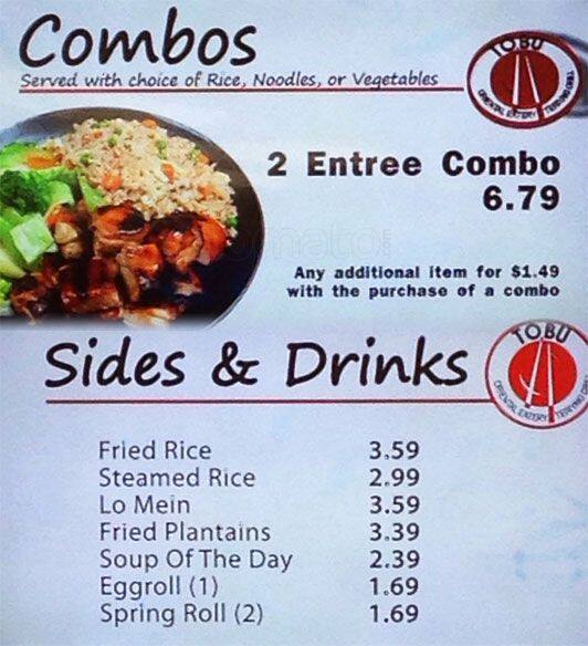 Tobu Oriental Eatery Menu, Menu for Tobu Oriental Eatery, Denton ...