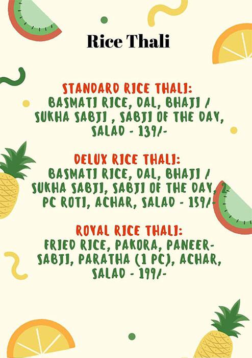 Menu at Hare Krishna Prasad, Kolkata