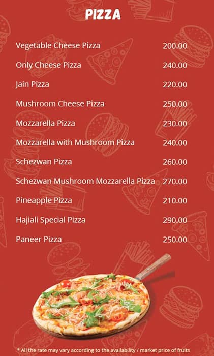 Menu of Crispy Crust, Begumpet, Hyderabad